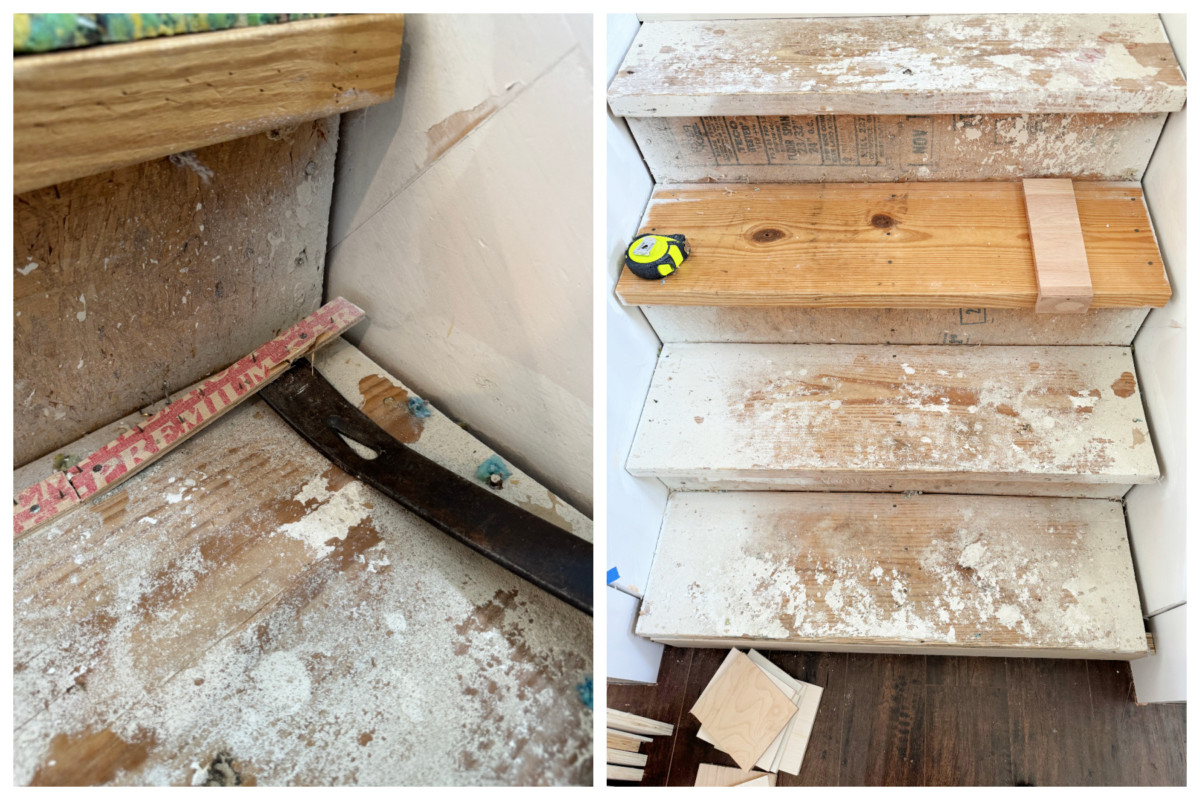 Stair Tread Makeover - Sawdust 2 Stitches stair tread makeover